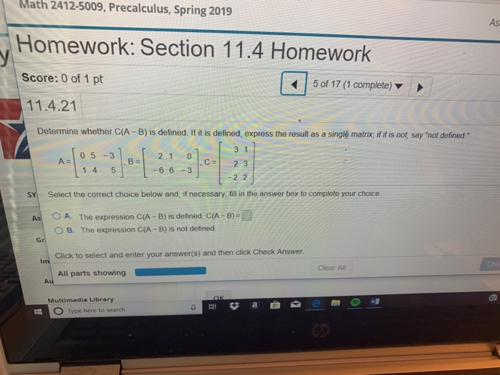 Solved Math 2412-5009, Precalculus, Spring 2019 As y | Chegg.com