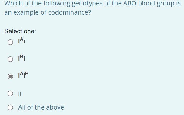 Solved Which of the following genotypes of the ABO blood | Chegg.com