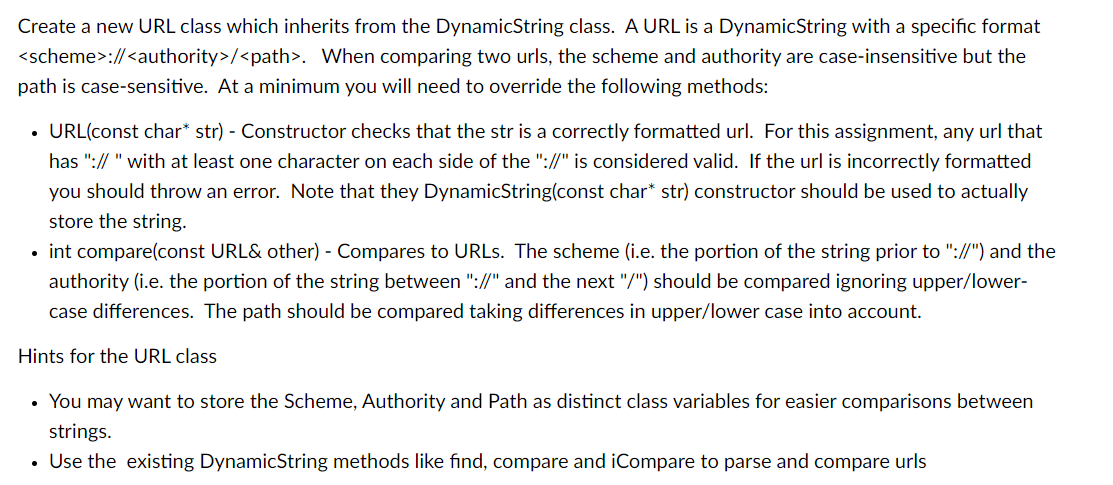 Solved Create a new URL class which inherits from the | Chegg.com