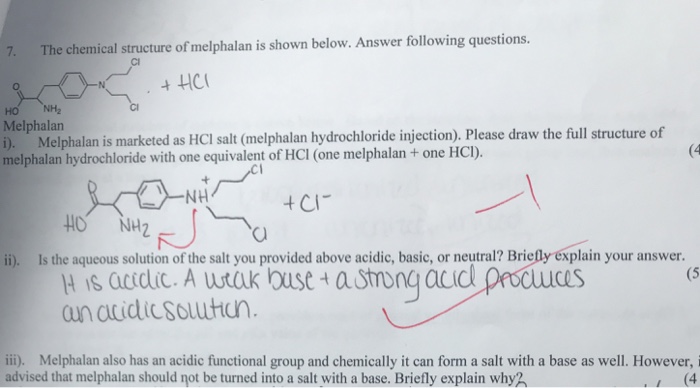 Solved 7. The chemical structure of melphalan is shown | Chegg.com
