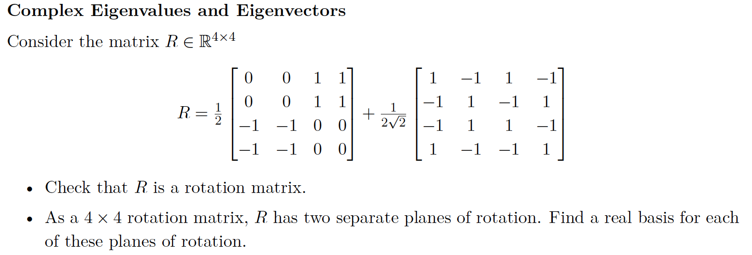 Solved Complex Eigenvalues and Eigenvectors Consider the | Chegg.com