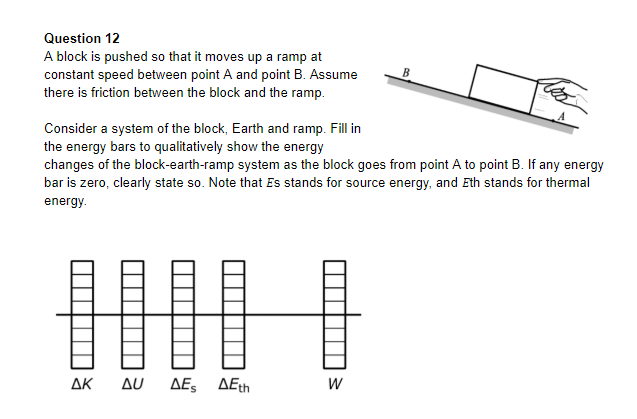 Solved Question 12 A block is pushed so that it moves up a | Chegg.com