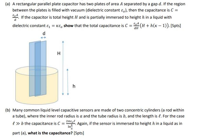 Solved (a) A rectangular parallel plate capacitor has two | Chegg.com