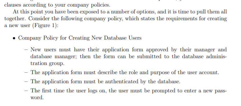 EXTERNALLY CREATE USER username IDENTIFIED { BY | Chegg.com