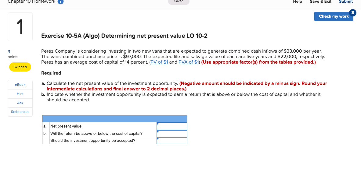 Solved Save & Exit Submit Chapter 10 Homework i Saved Help | Chegg.com