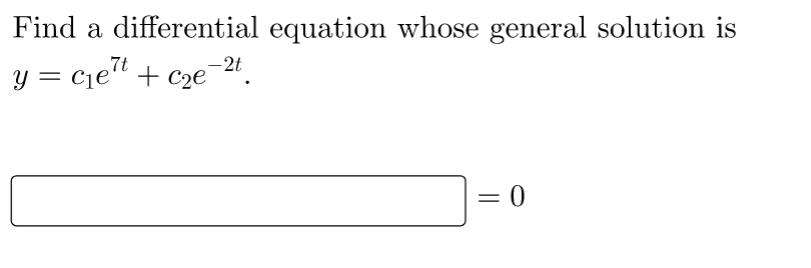 Solved Find a differential equation whose general solution | Chegg.com