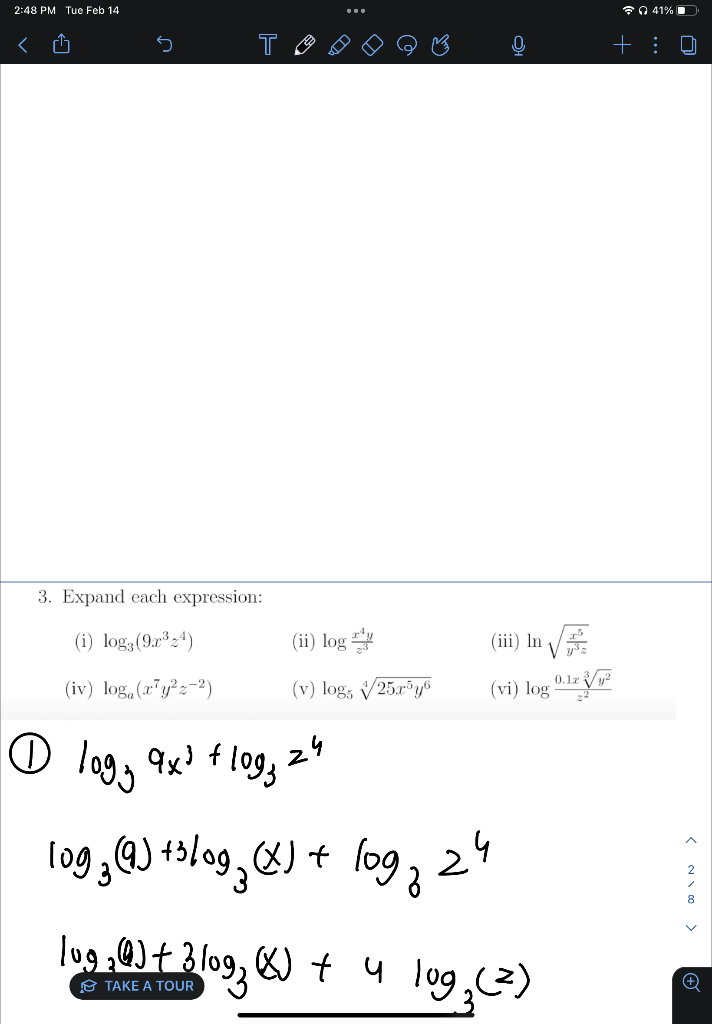 Solved 3. Expand each expression: (i) log3(9x3z4) (ii) | Chegg.com