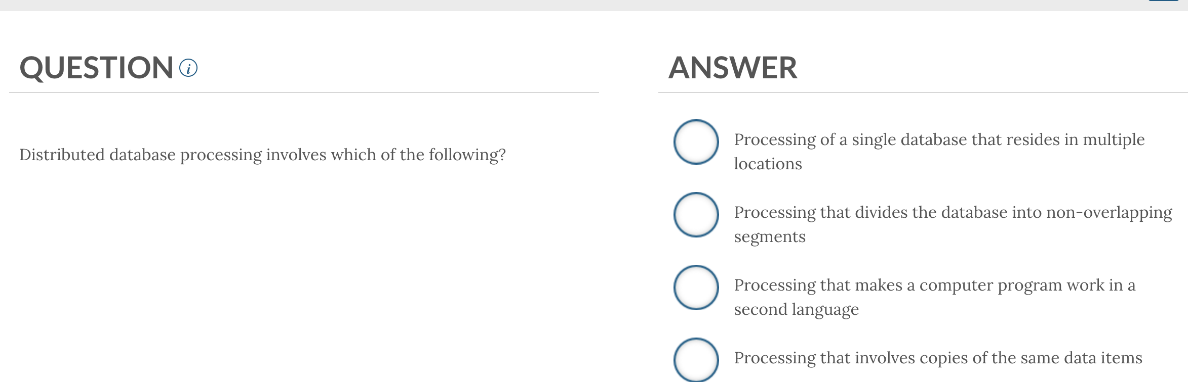 High Quality SOLUTION QUESTION \( { }^{\text {® }} \)Distributed database | Chegg.com