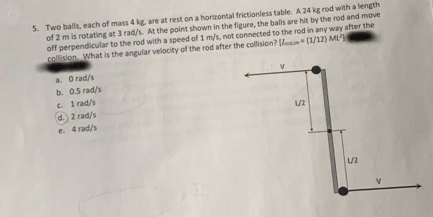 Solved 5. Two balls, each of mass 4 kg, are at rest on a | Chegg.com
