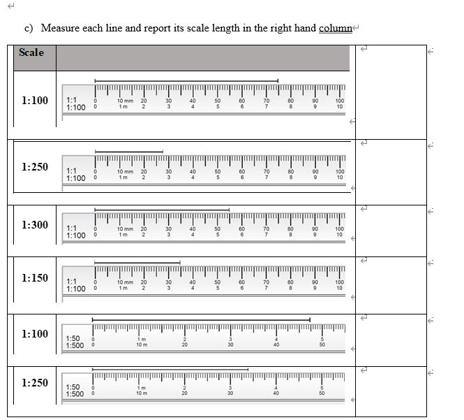 Solved c) Measure each line and report its scale length in | Chegg.com