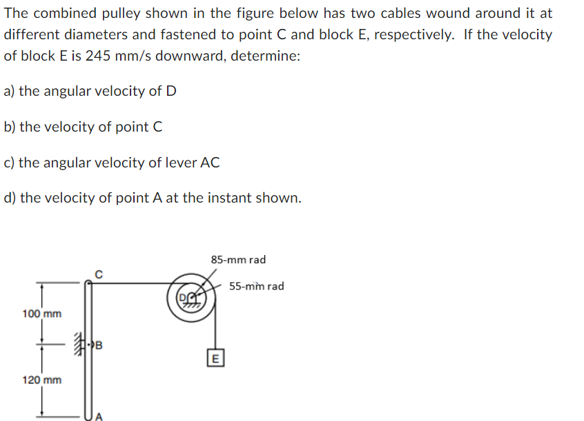 Solved The combined pulley shown in the figure below has two | Chegg.com