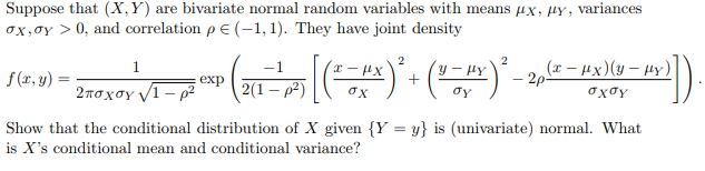 Solved Suppose that (X,Y) are bivariate normal random | Chegg.com