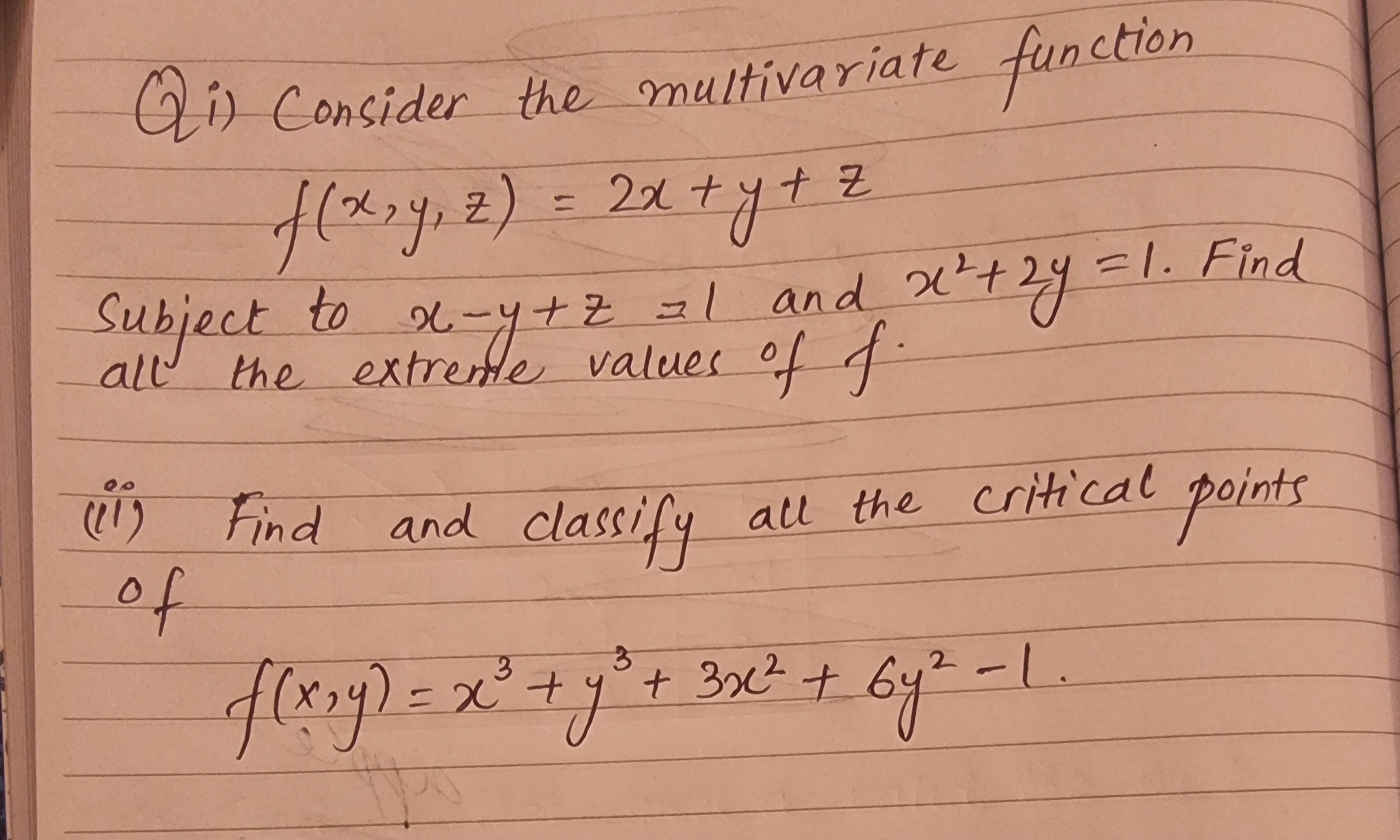 Solved Qi) Consider the multivariate function | Chegg.com