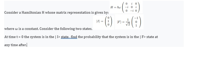 Solved Consider a Hamiltonian H whose matrix representation | Chegg.com