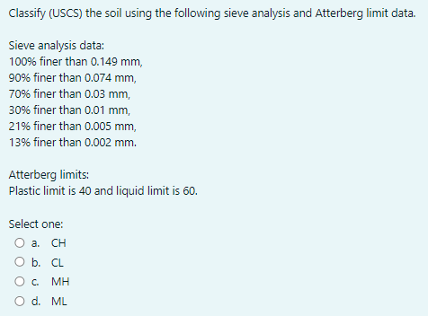 Solved Classify (USCS) the soil using the following sieve | Chegg.com