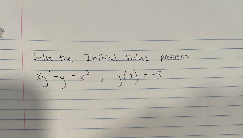 Solved Solve the Initial value problem Xy - y = x² g(2) = -5 | Chegg.com