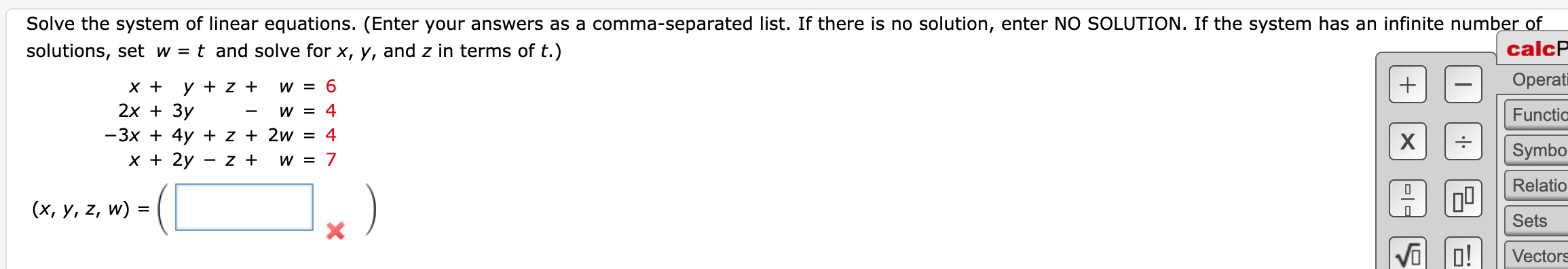 Solved Solve the system of linear equations. (Enter your | Chegg.com