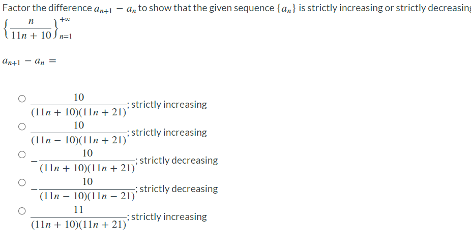 Solved Factor the difference an+1 - an to show that the | Chegg.com