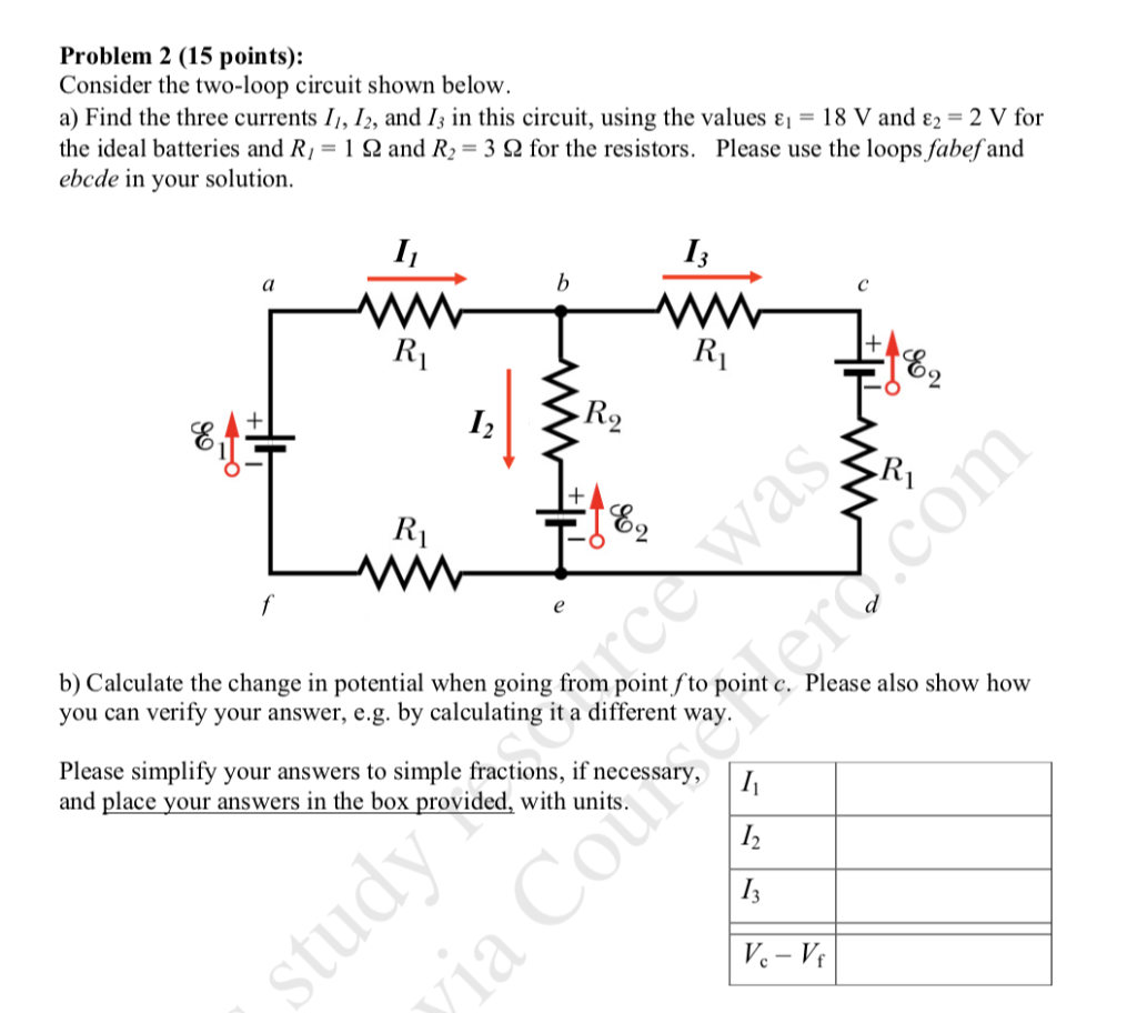 Solved Problem 2 (15 points): Consider the two-loop circuit | Chegg.com Solved Problem 2 (15 points): Consider the two-loop circuit | Chegg.com