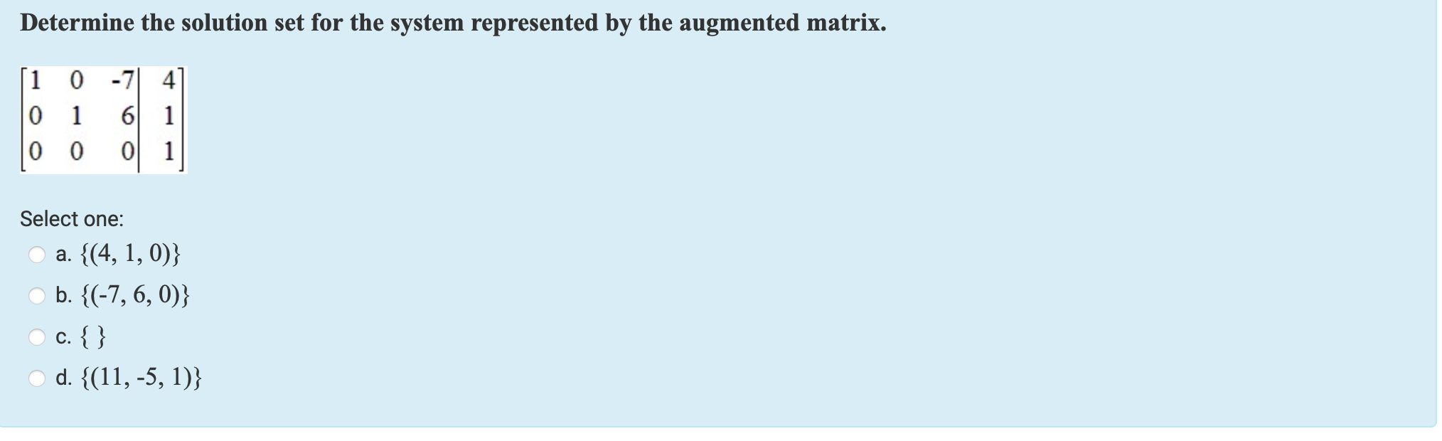 Solved Determine the solution set for the system represented | Chegg.com
