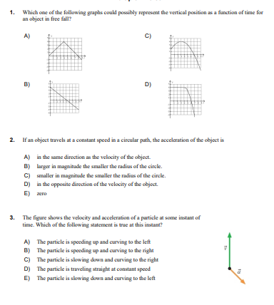 Solved 1. Which one of the following graphs could possibly | Chegg.com