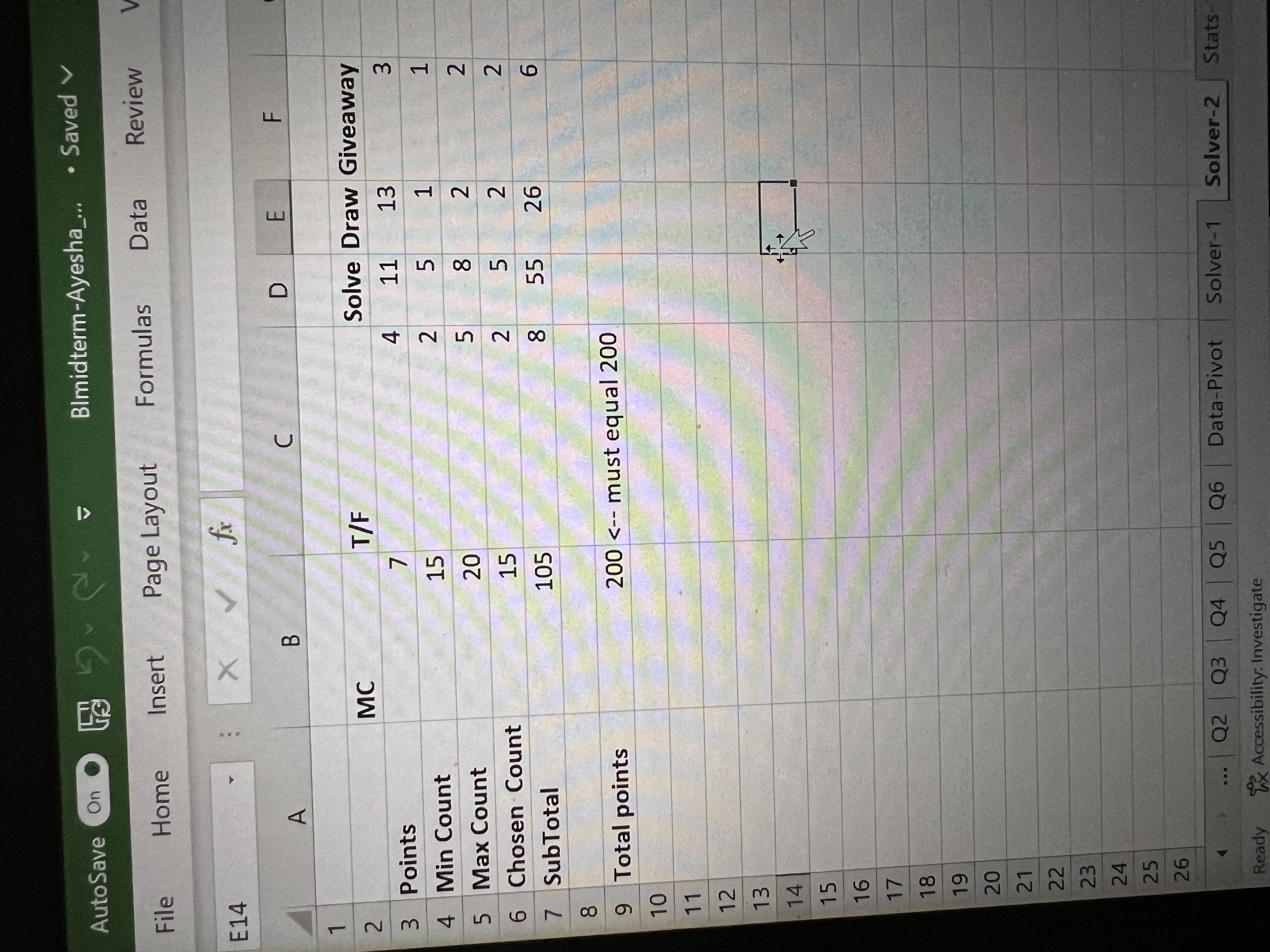 Solved Complete the optimization problem on the worksheet | Chegg.com