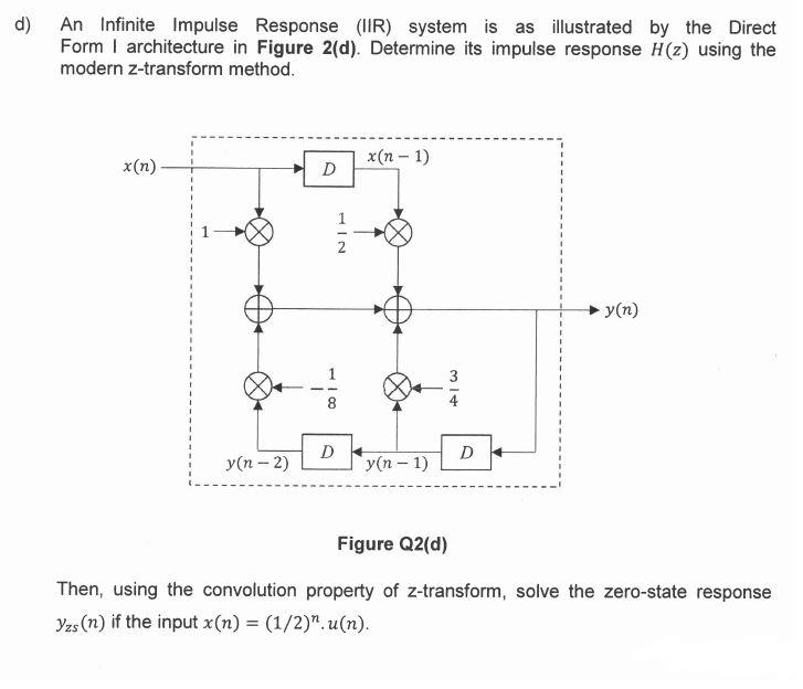 Solved d) An Infinite Impulse Response (IIR) system is as | Chegg.com