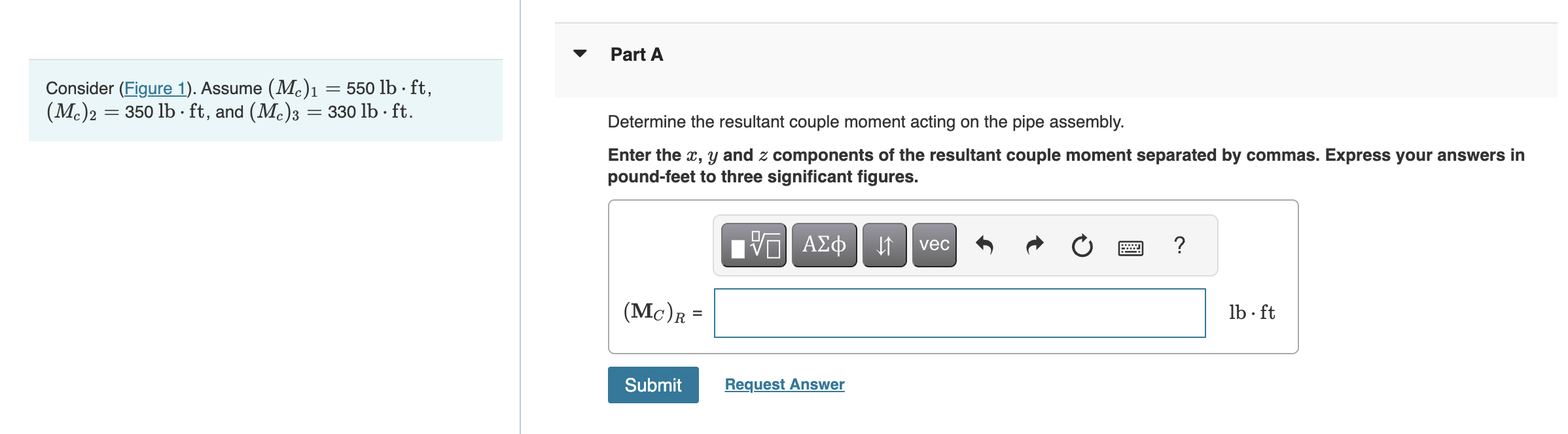 Solved Consider (Figure 1). Assume (Mc)1=550lb⋅ft, | Chegg.com