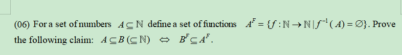 Solved (06) For a set of numbers ACN define a set of | Chegg.com