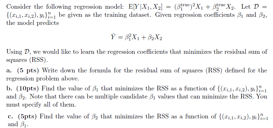 Solved Consider the following regression model: | Chegg.com
