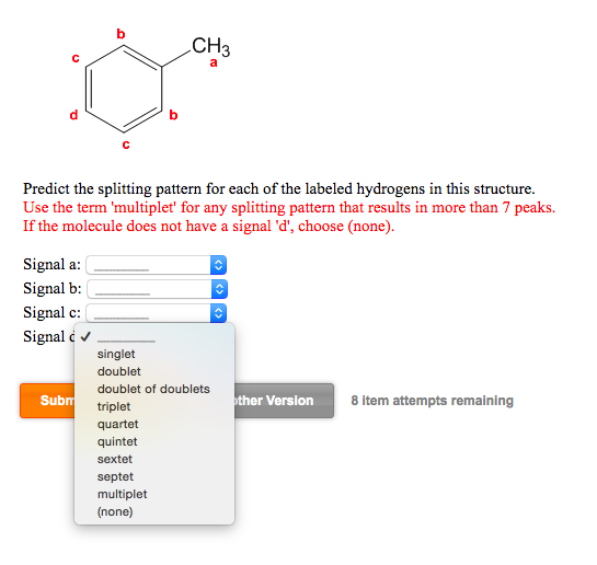 Solved CH3 a Predict the splitting pattern for each of the | Chegg.com Solved CH3 a Predict the splitting pattern for each of the | Chegg.com