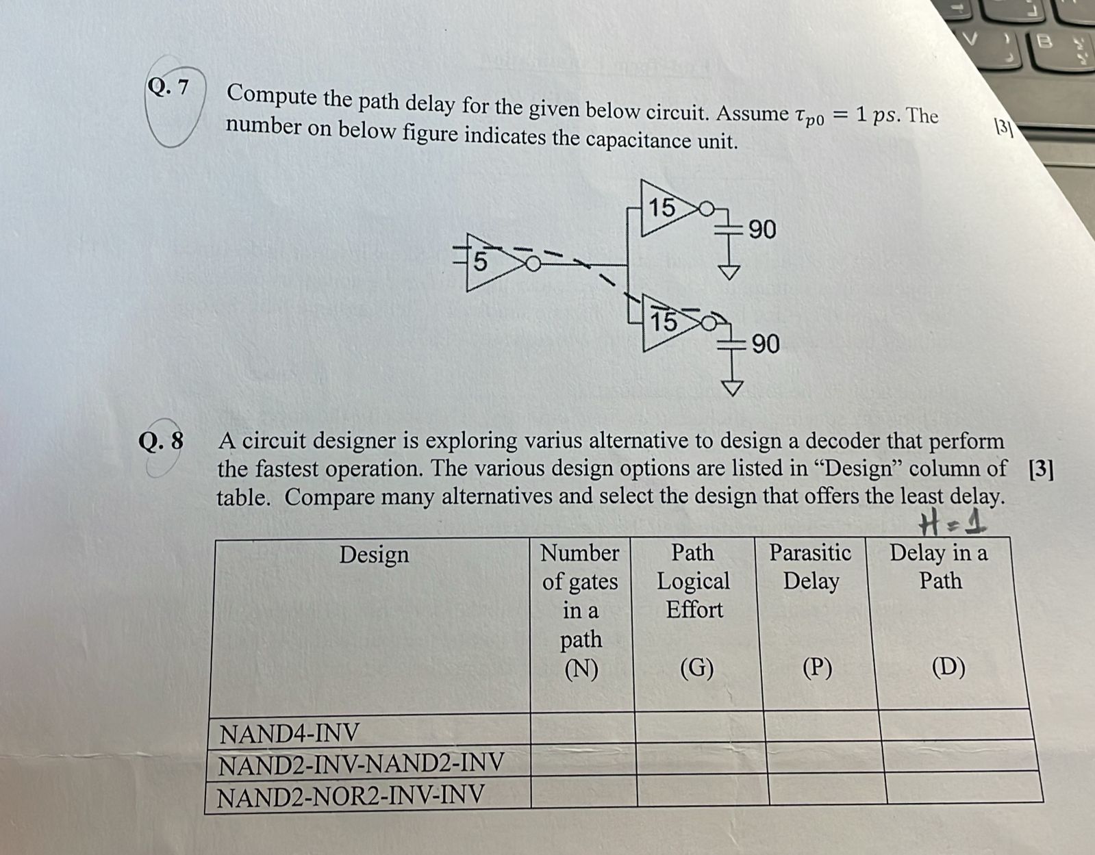 Solved Q. 7 ﻿Compute the path delay for the given below | Chegg.com