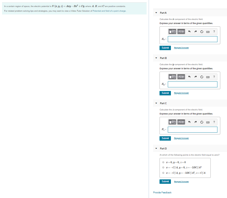 Solved In a certain region of space, the electric | Chegg.com