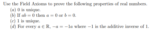 Solved Use the Field Axioms to prove the following | Chegg.com