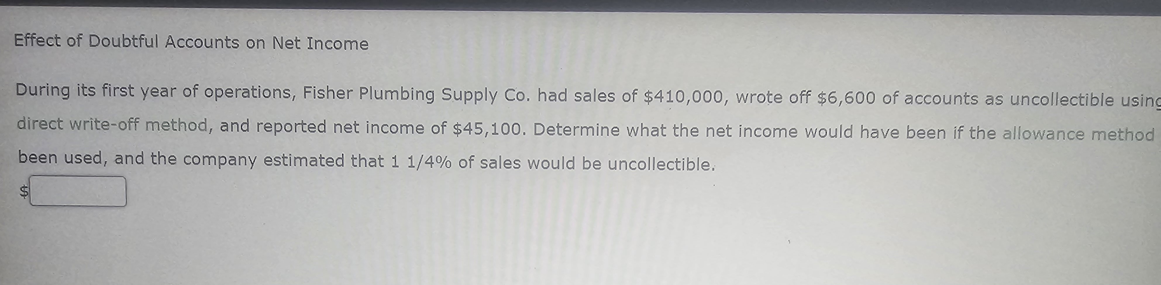Solved Effect of Doubtful Accounts on Net Income During its | Chegg.com