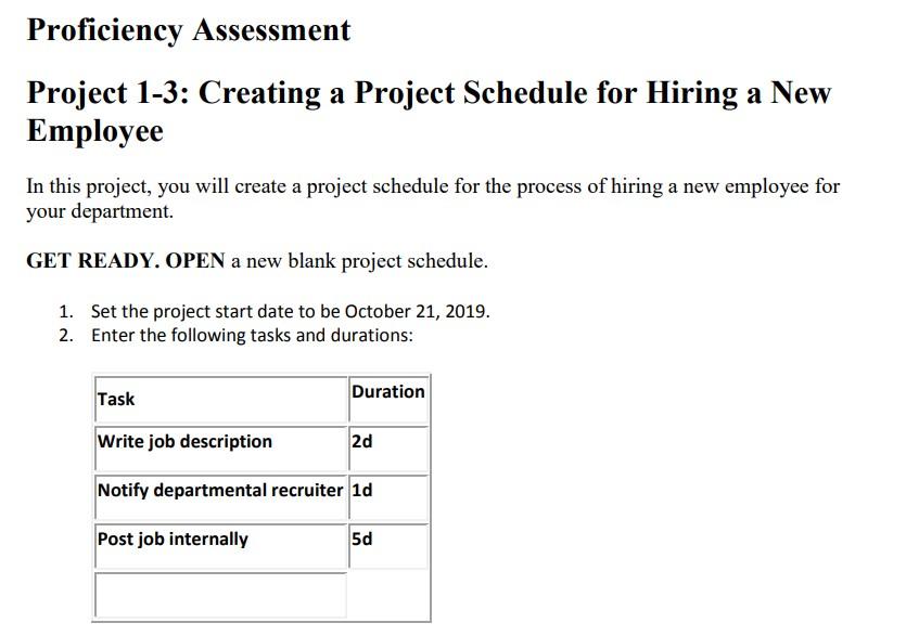 Proficiency Assessment Project 1-3: Creating a | Chegg.com