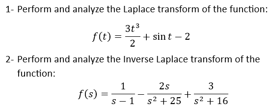 Solved 1- Perform and analyze the Laplace transform of the | Chegg.com