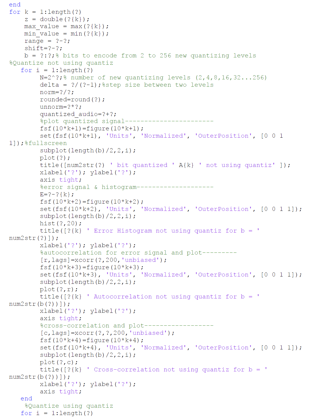 Solved Complete the given matlab code by only filling in the | Chegg.com