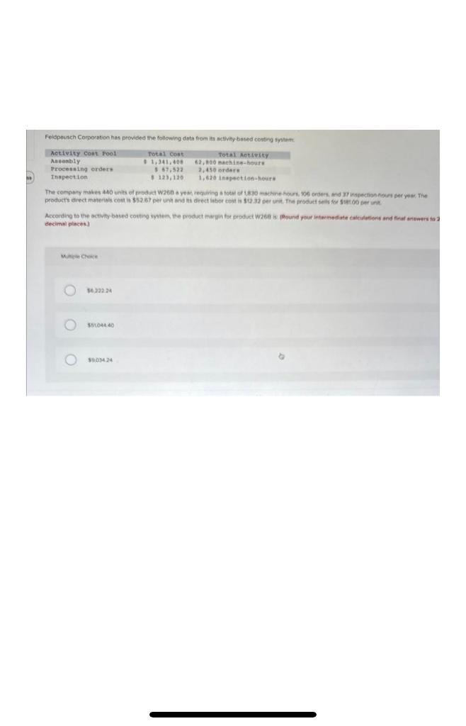 Feldpousch Corporation has provided the following | Chegg.com