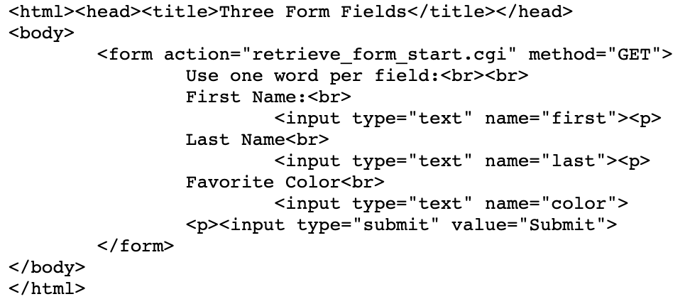 II. Creating a simple html form Read the following | Chegg.com