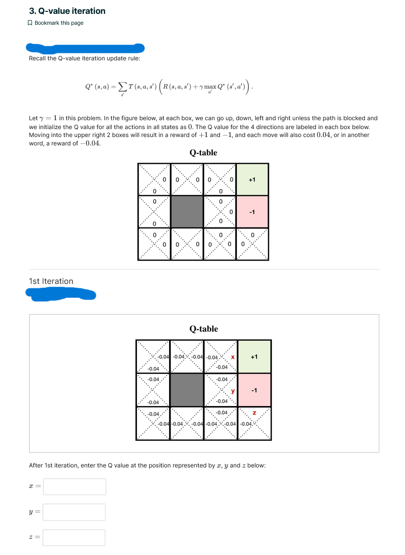 Solved 3 Q Value Iteration ఎ Bookmark This Page Recall The