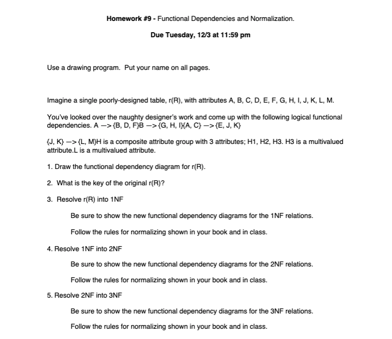 Solved Homework #9 - Functional Dependencies and | Chegg.com