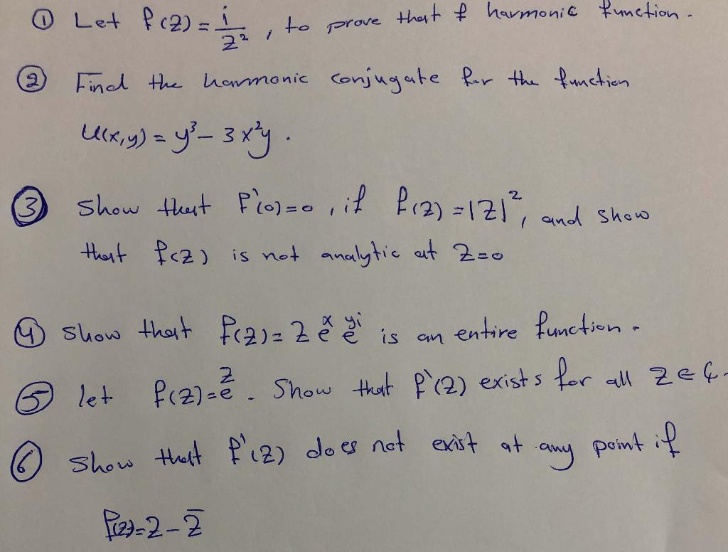 Solved prove that f harmonic function. to Find the harmonic | Chegg.com