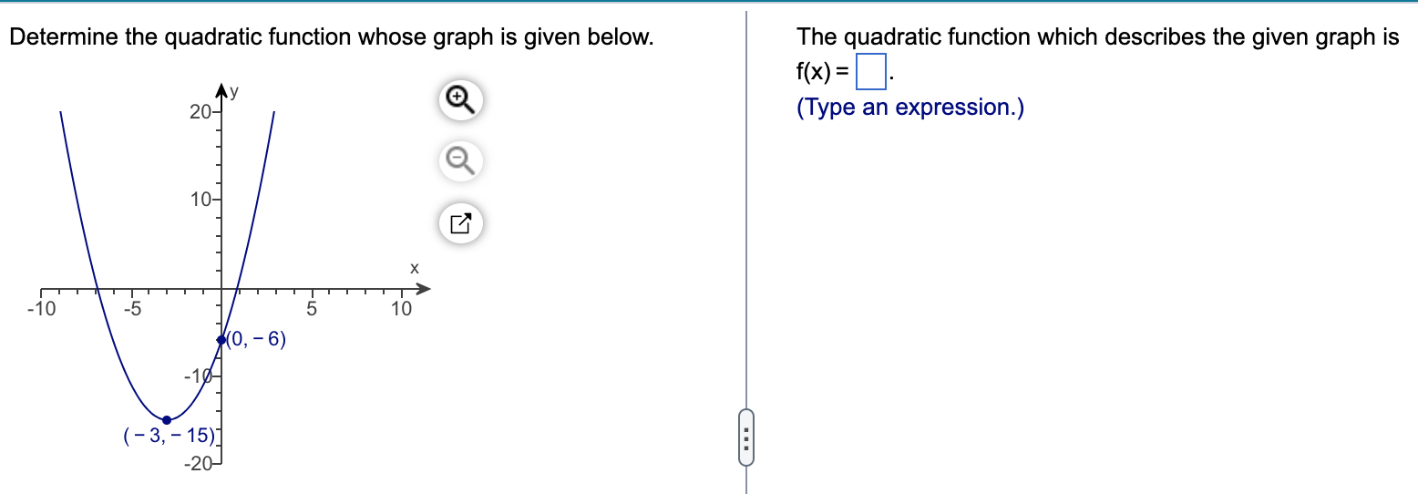 Solved Determine the quadratic function whose graph is given | Chegg.com