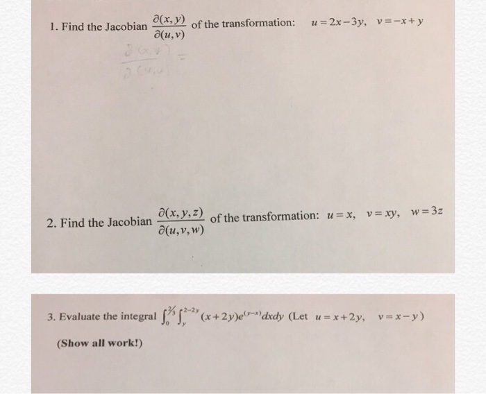 Solved Find the Jacobian partial differential (x, y)/partial | Chegg.com