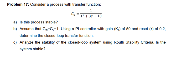 Solved Problem 17: Consider a process with transfer | Chegg.com