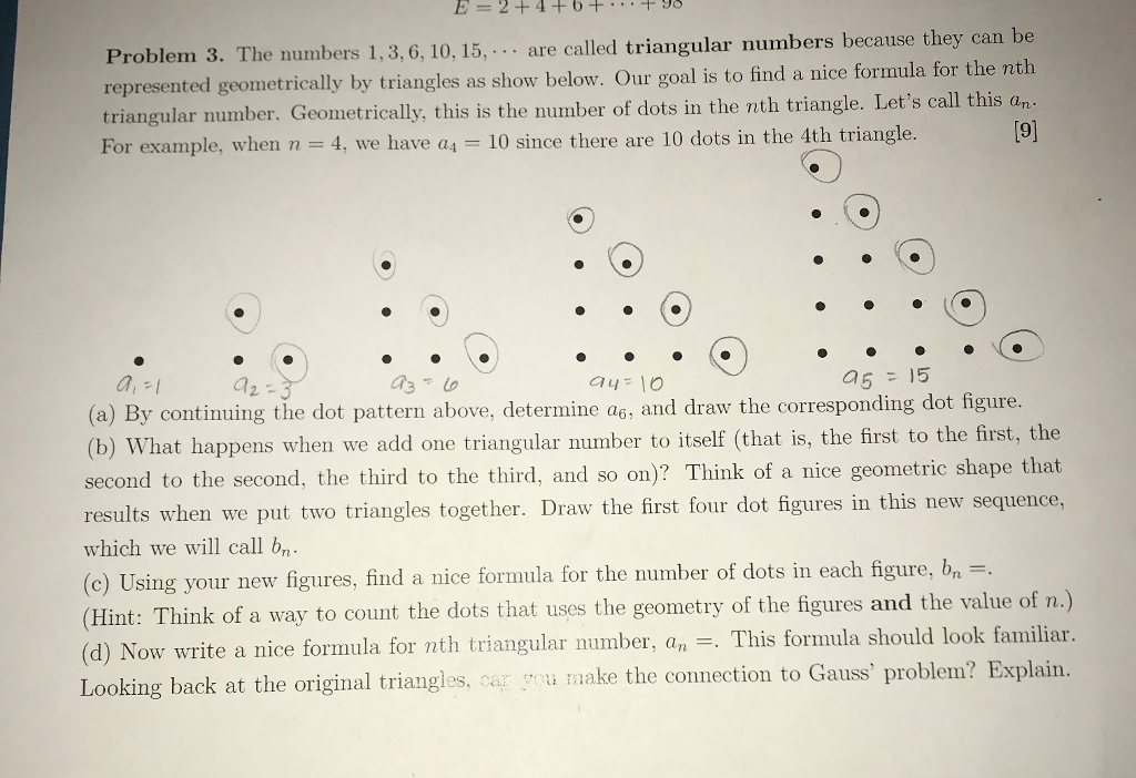 Solved Problem 3. The numbers 1,3, 6, 10, 15,... are called | Chegg.com
