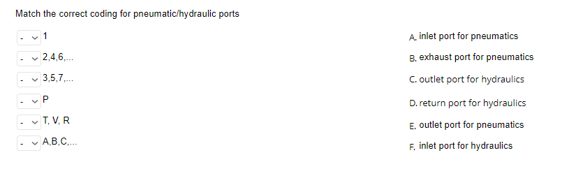 Solved Match the correct coding for pneumatic/hydraulic | Chegg.com