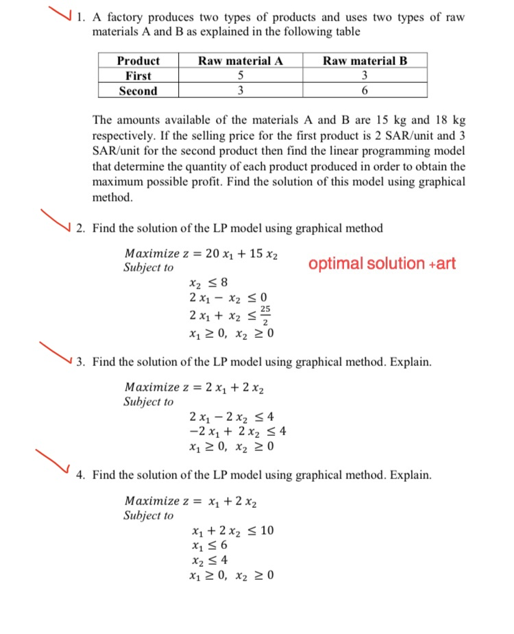 Solved 1 1. A factory produces two types of products and | Chegg.com