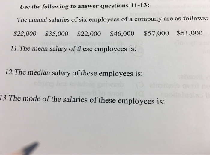 Solved Use the following to answer questions 11-13: The | Chegg.com